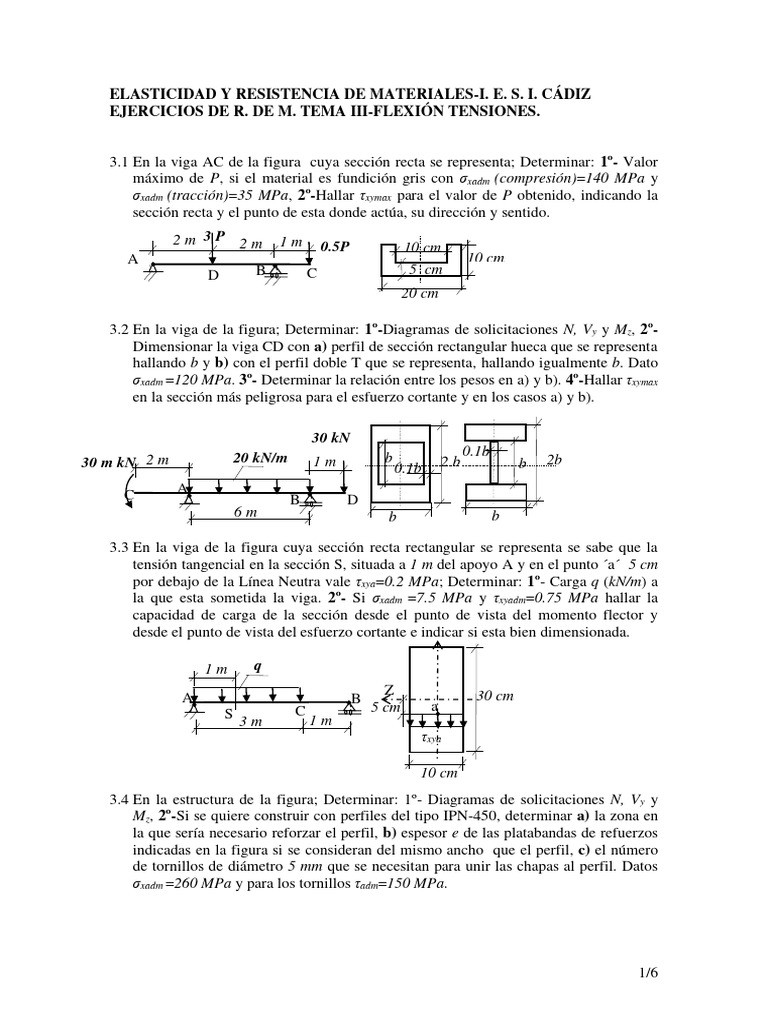 E3a - Ejercicios Flex Tens | PDF | Viga (Estructura) | Esfuerzo cortante