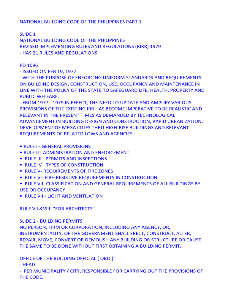 1.2 PRCT 1 - NBCP (Part 1) Lecture | PDF | Building Code | Civil Engineering