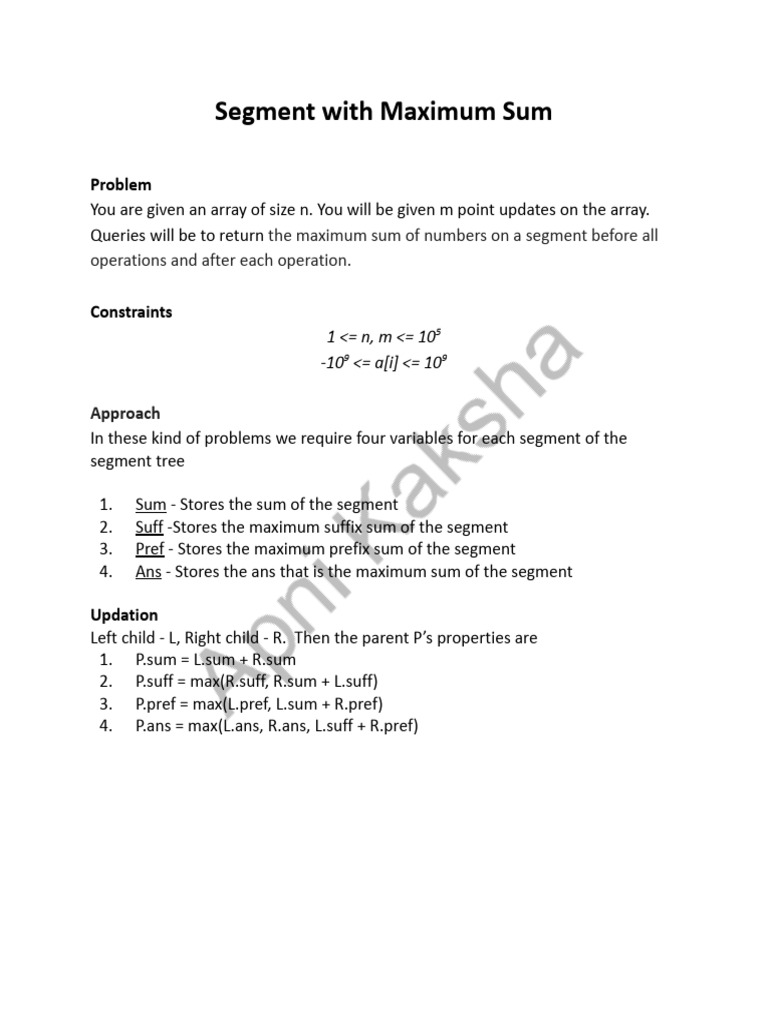 Segment With Maximum Sum - Watermark | PDF | Computer Programming | Algorithms And Data Structures