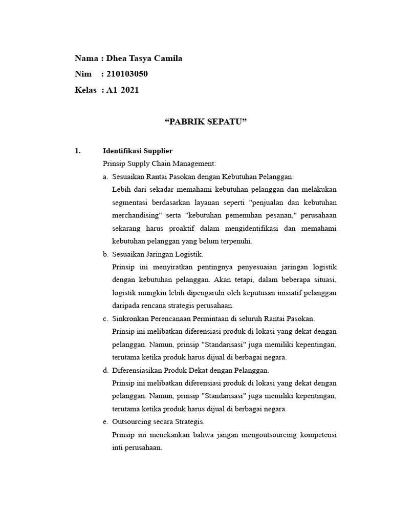 Dhea Tasya A1 Tugas 1 Sistem Rantai Pasok | PDF