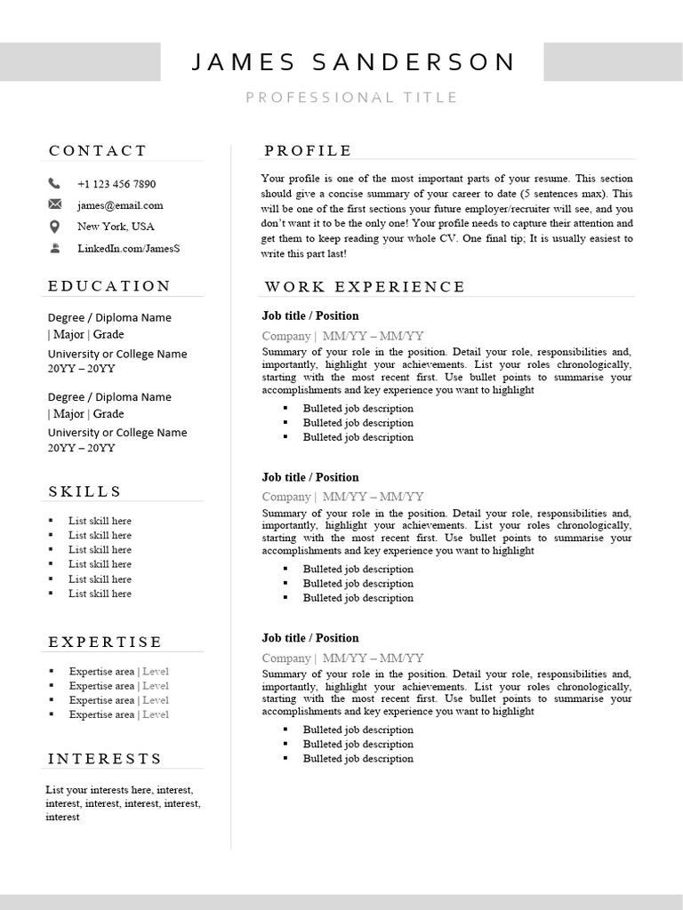 James Page 1 Resume CV A4 | PDF | Résumé | Labor