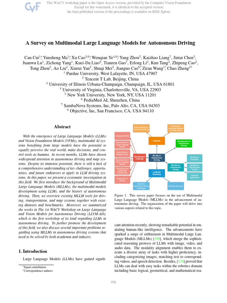 Cui a Survey on Multimodal Large Language Models for Autonomous Driving WACVW 2024 Paper | PDF ...