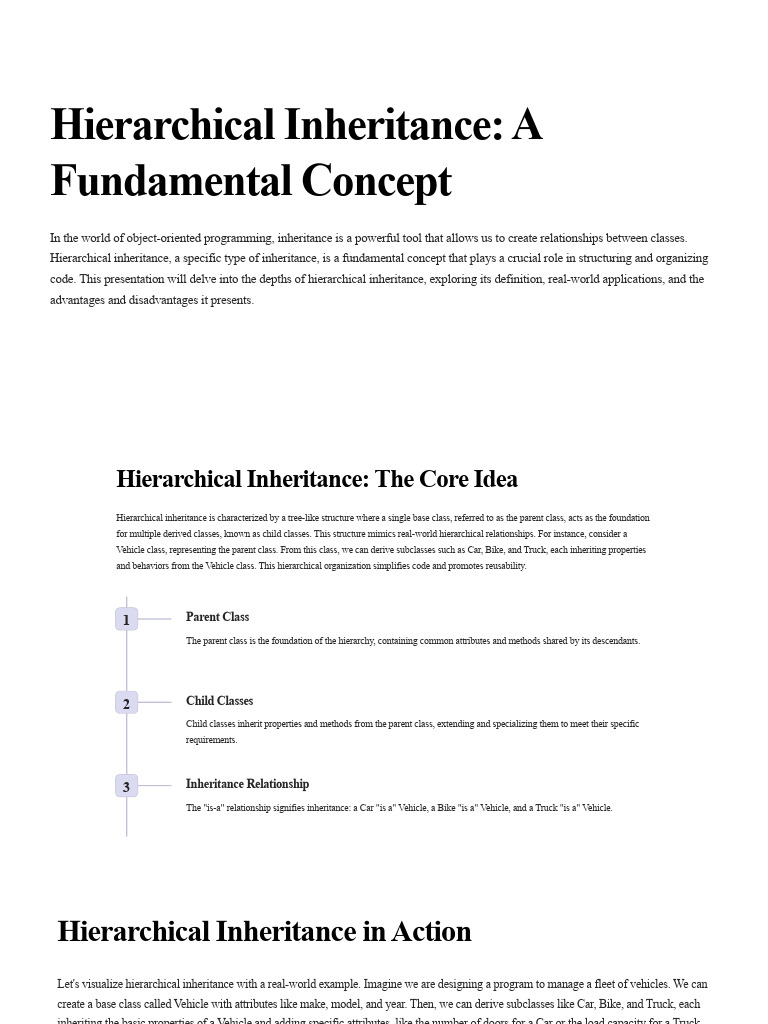 Hierarchical Inheritance A Fundamental Concept | PDF | Inheritance (Object Oriented Programming ...