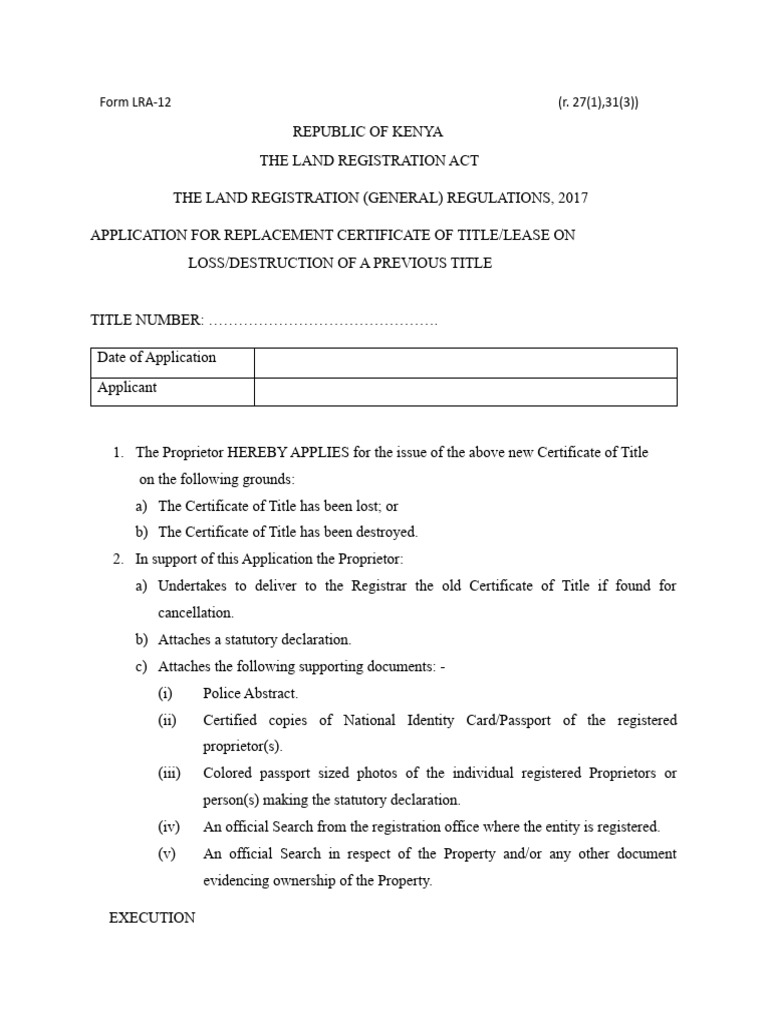 Form LRA | PDF | Ownership | Identity Document