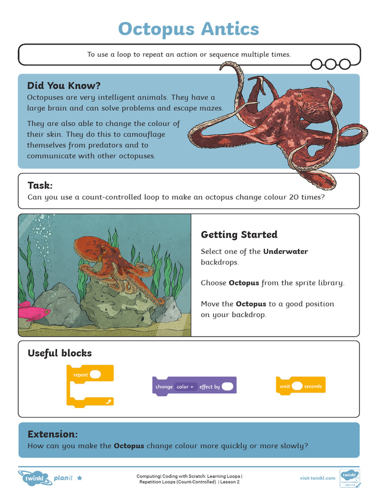 Octopus Antics | PDF | Octopus | Scratch (Programming Language)