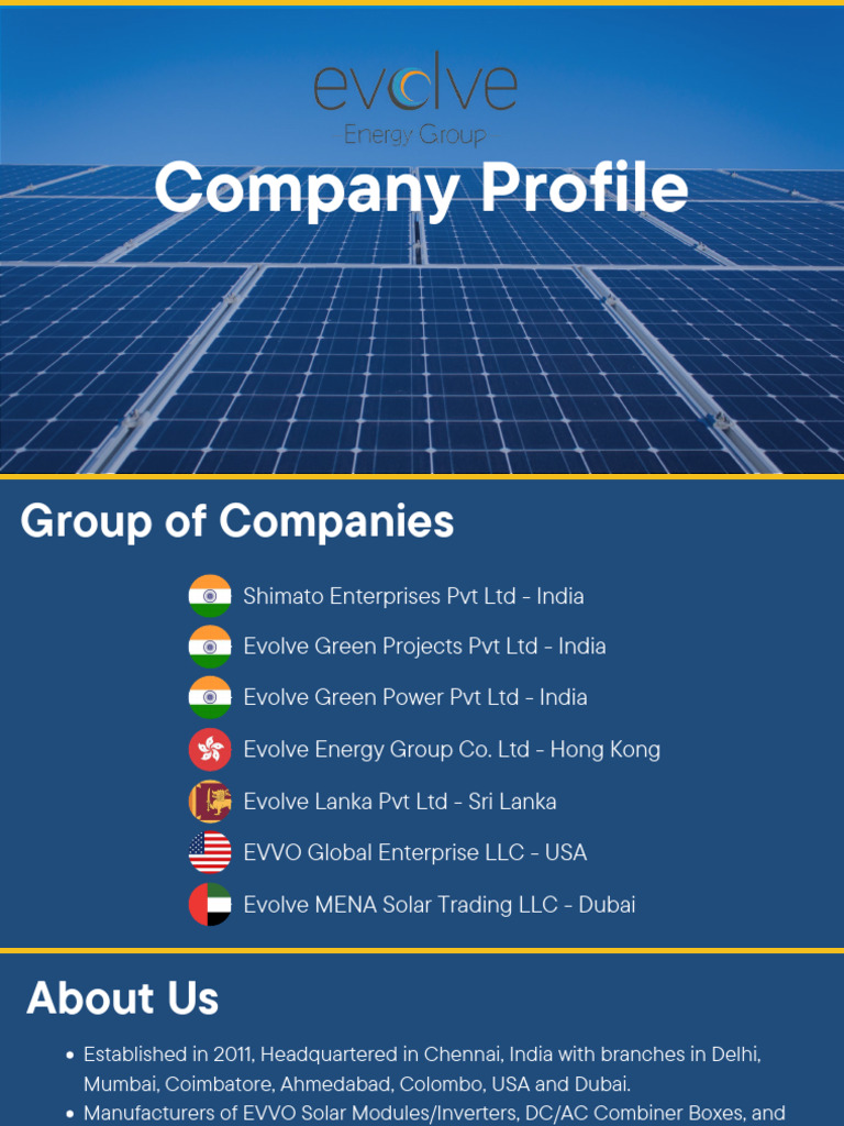 Evolve Green Projects Company Profile | PDF | Solar Power | Photovoltaics