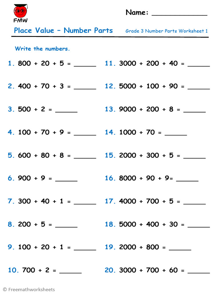 Grade 3 Place Value Worksheet | PDF | Teaching Methods & Materials ...
