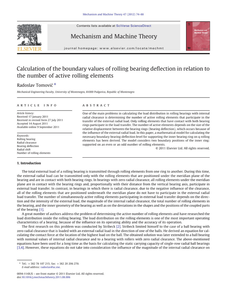 Rolling Bearing Deflection Calculation | PDF | Bearing (Mechanical ...