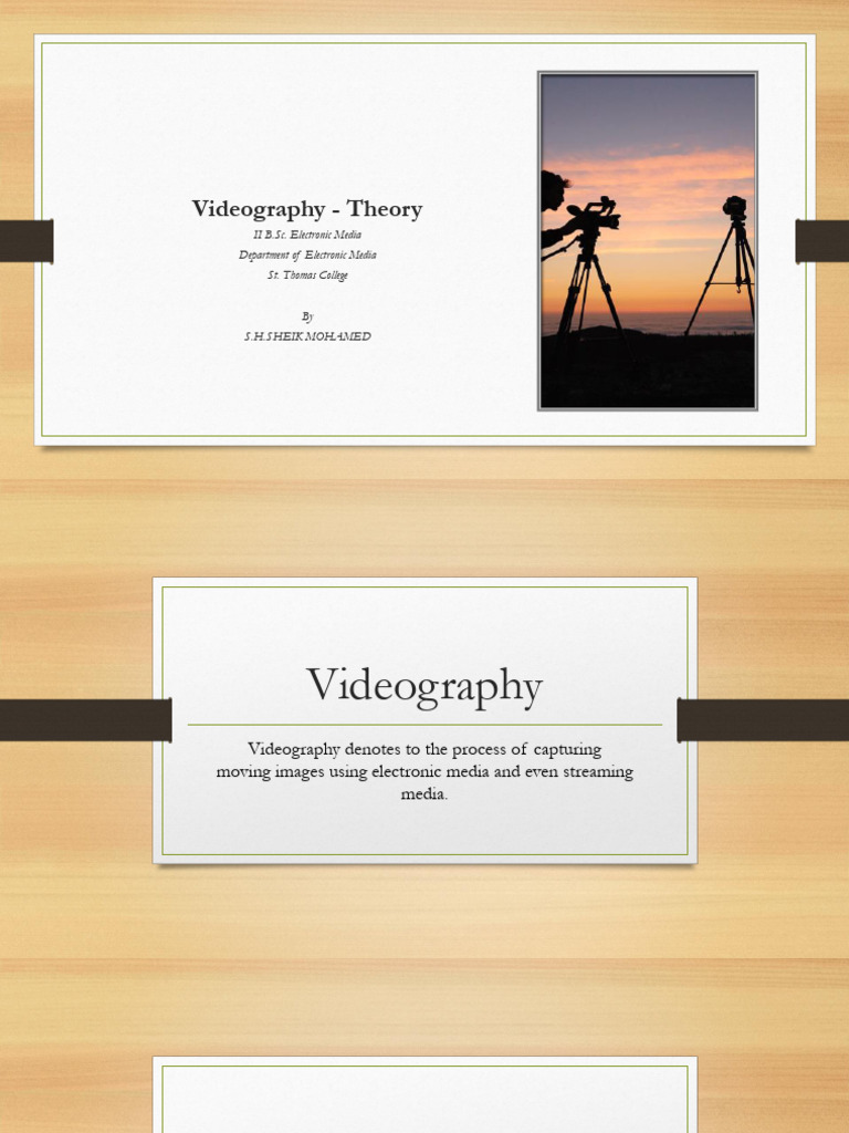 Videogrphy Ippt 200705103146 | PDF | Camera | Cinematography