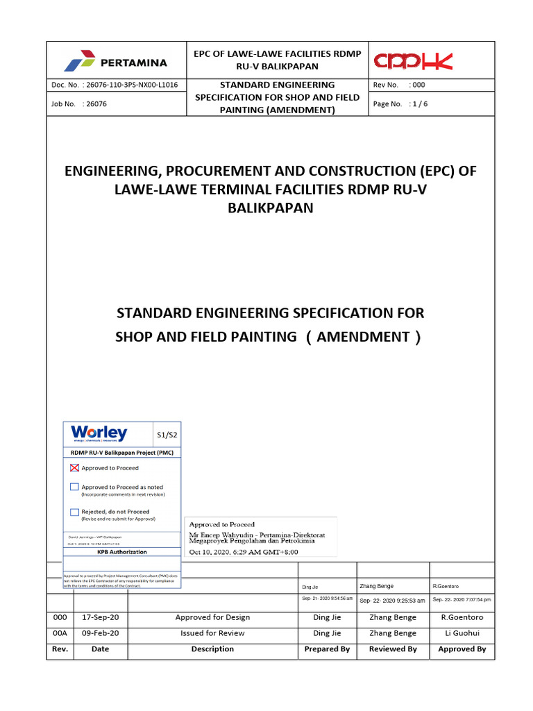 26076-110-3PS-NX00-L1016-000 Standard Engineering Specification For Shop and Field Painting ...