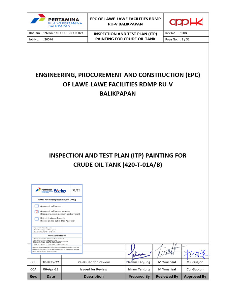 26076-110-GQP-GCQ-00021-00B Inspection and Test Plan (ITP) Painting for ...