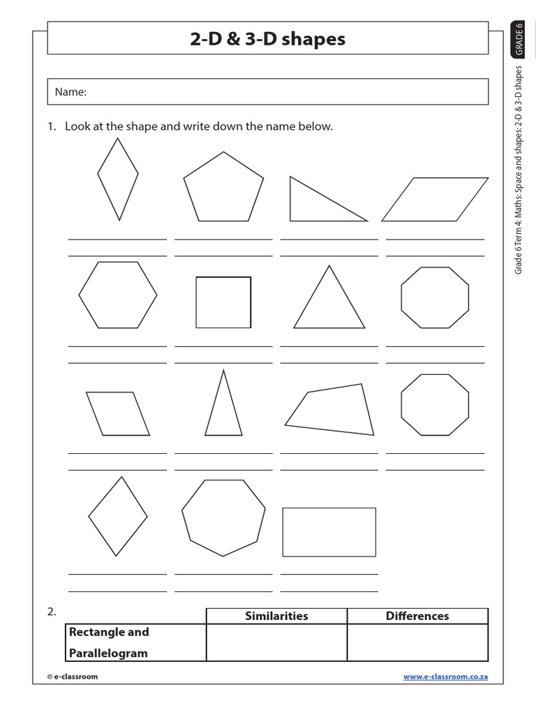 Grade 6 Maths: 2-D & 3-D Shapes Guide | PDF | Shape | Rectangle