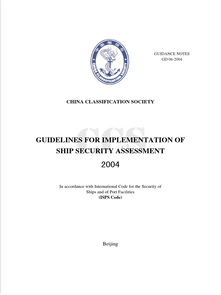 Guidance For Implementation of Ship Security Assessment, 2004 (Full ...
