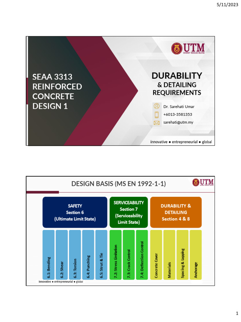 Chapter 5 - Durability and Detailing elearning | PDF | Concrete | Physical Sciences
