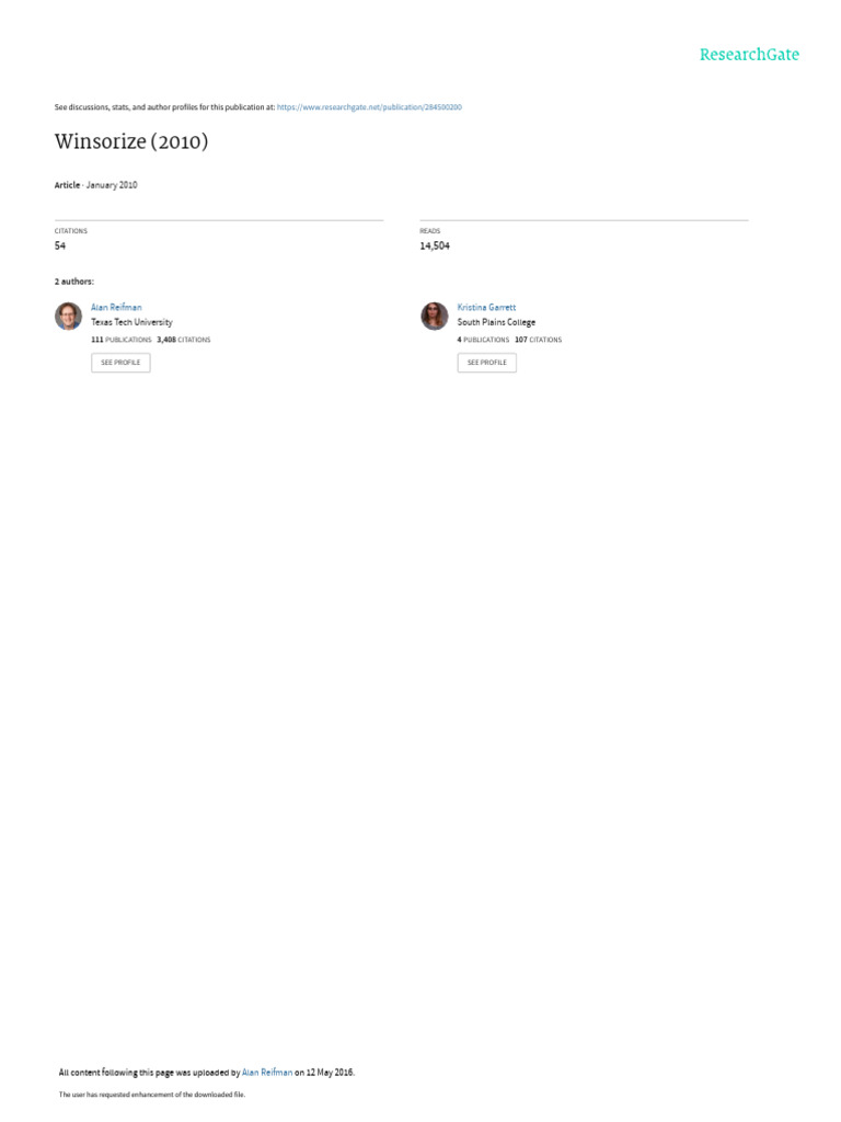 Winsorize Reifmankeyton Finalmanuscriptversion | PDF | Outlier | Robust ...
