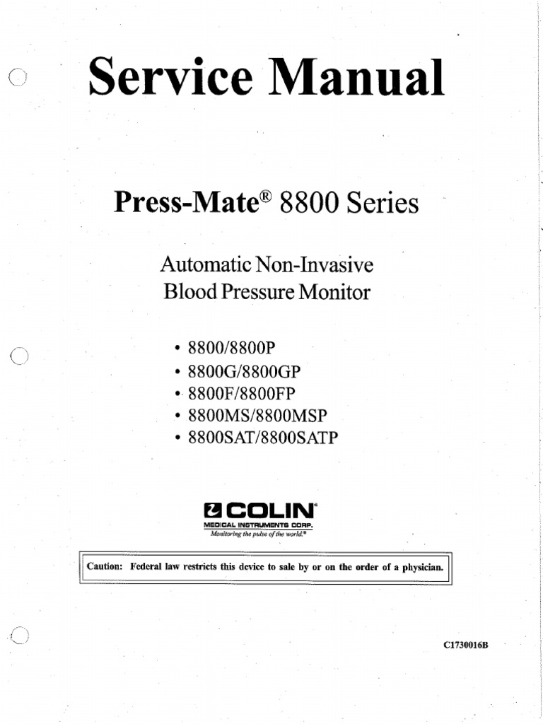 Colin Press-Mate 8800 Series Service Manual | PDF