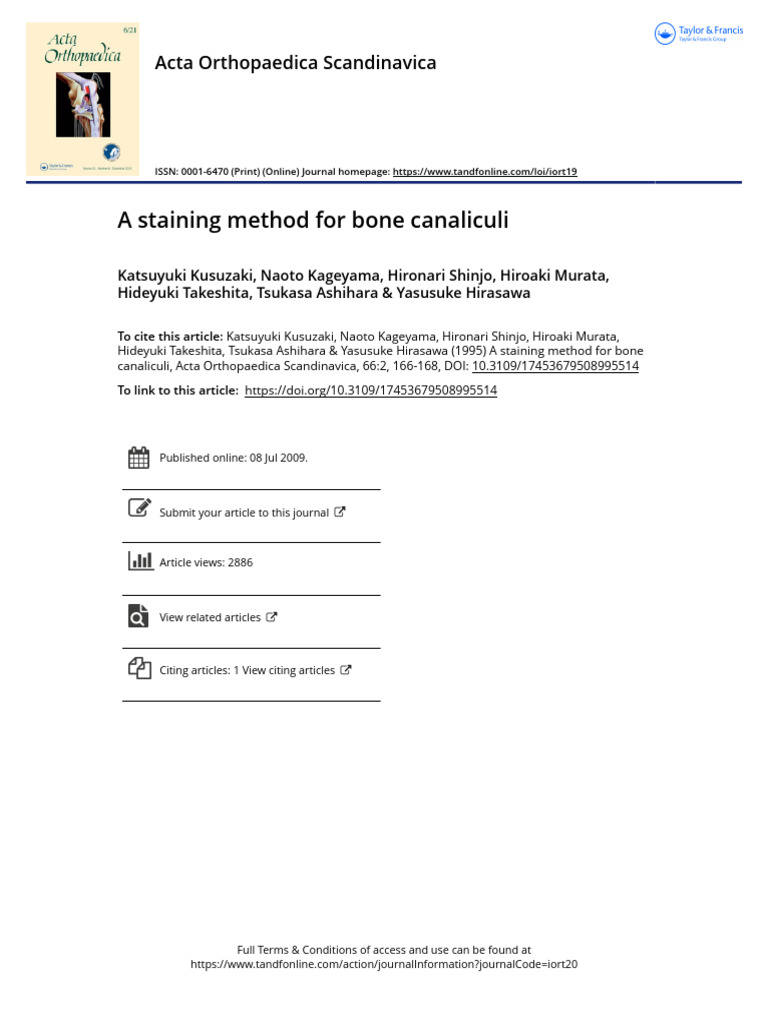 A Staining Method For Bone Canaliculi | PDF | Bone | Osteoblast