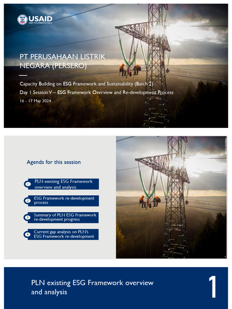 Day 1 Session v-ESG Framework Overview and Redevelopment Process-USAID SINAR - PLN - Capacity ...
