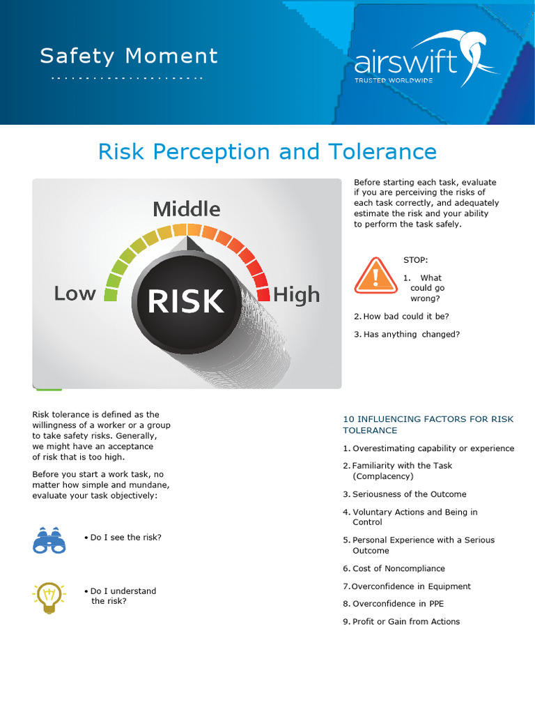 Airswift Safety Moment - Risk Perception and Tolerance | PDF | Risk ...