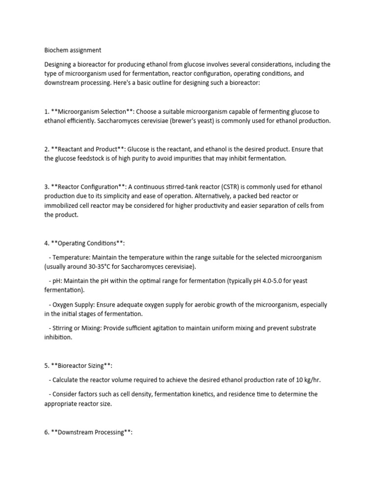 Biochem assignment | PDF | Fermentation | Yeast