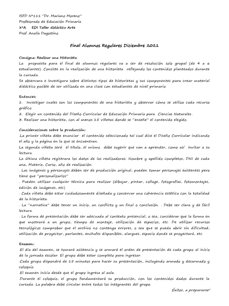 2021 Examen Final 3A | PDF | Cómics | Educación primaria