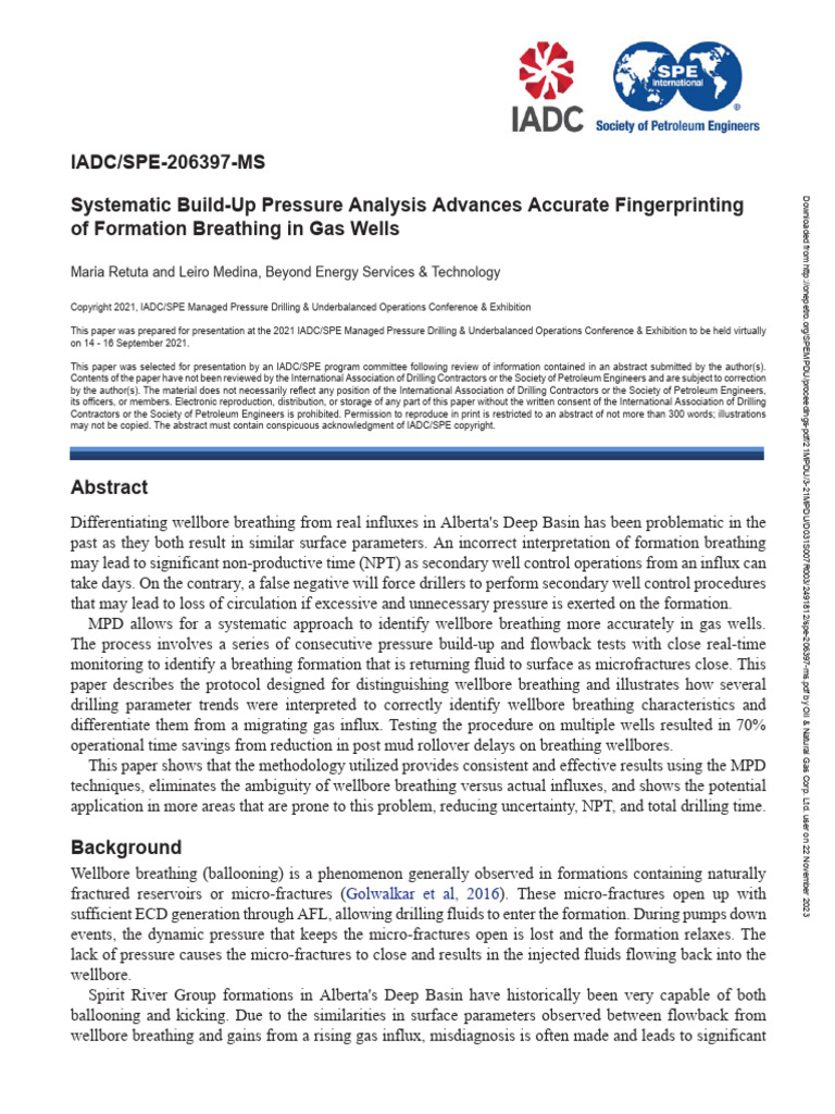 Spe-206397-Ms Fingerprinting of Formation Breathing | PDF | Blowout (Well Drilling) | Oil Well