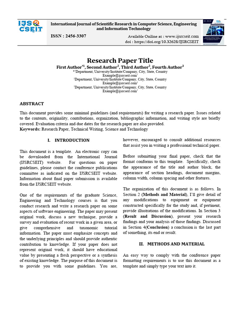 IJSRCSEIT Paper Template A4 | PDF | Academic Publishing | Paragraph