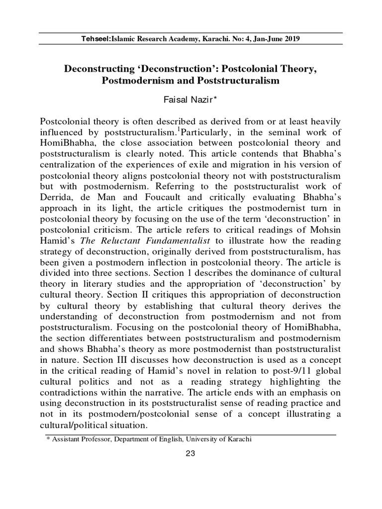 Deconstructing Deconstruction Deconstruc | PDF | Deconstruction | Postmodernism