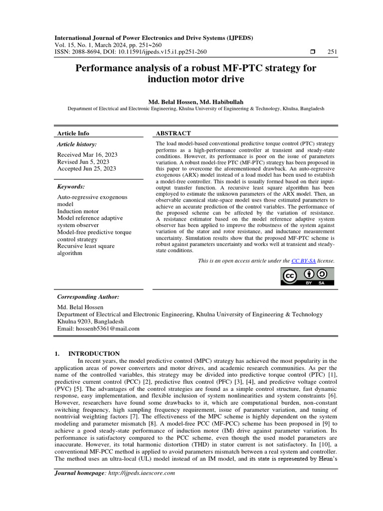 Performance Analysis of A Robust MF-PTC Strategy For Induction Motor ...