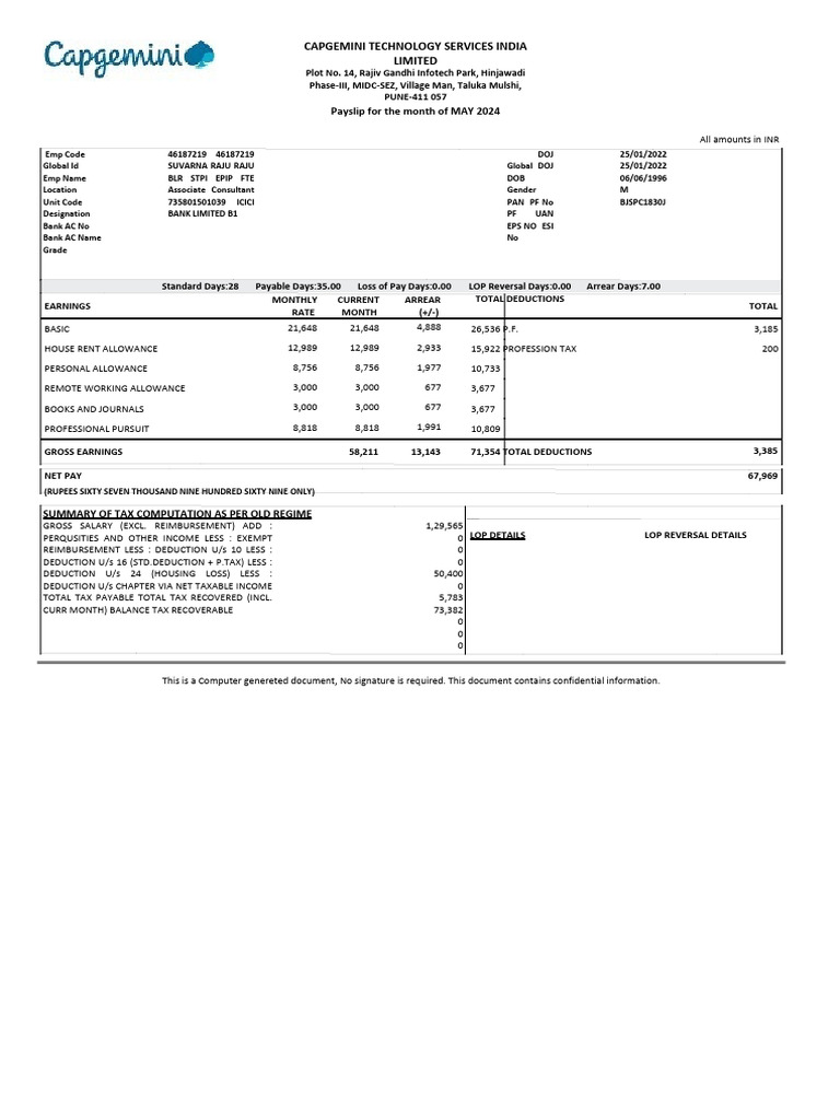 Feb Payslip (1) (1) - 113903 PDF | PDF | Tax Deduction | Taxes
