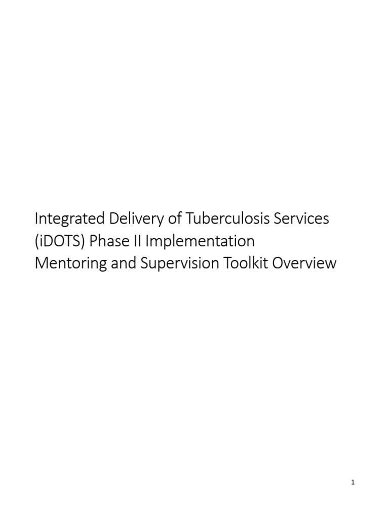 IDOTS II Health Facility Readiness Checklist and Mentoring Toolkit ...