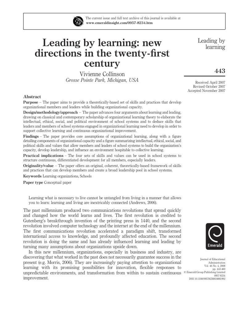Leading by Learning: New Directions in The Twenty-First Century | PDF ...
