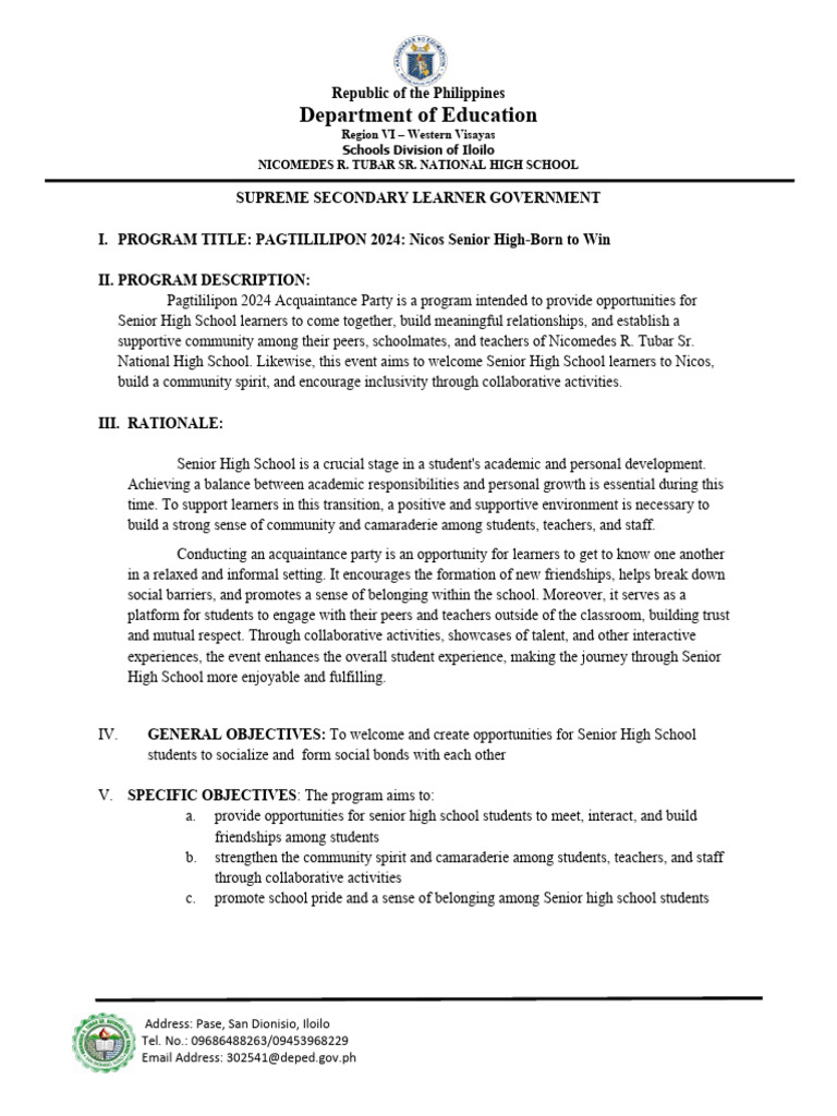 Pagtililipon 2024: SHS Acquaintance Party | PDF | Community | Teachers