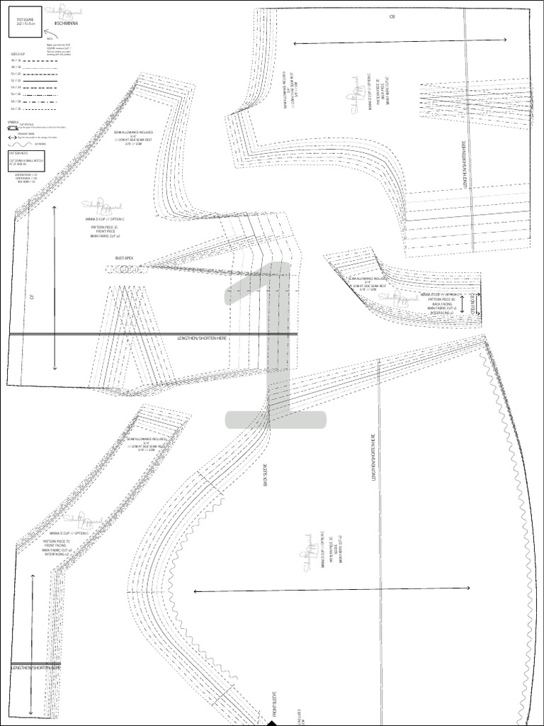 Minna D Cup - Option C - Pattern A0 | PDF | Seam (Sewing) | Sewing