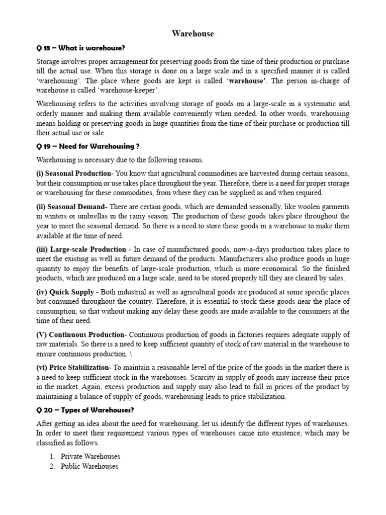 Warehouse | PDF | Warehouse | Goods