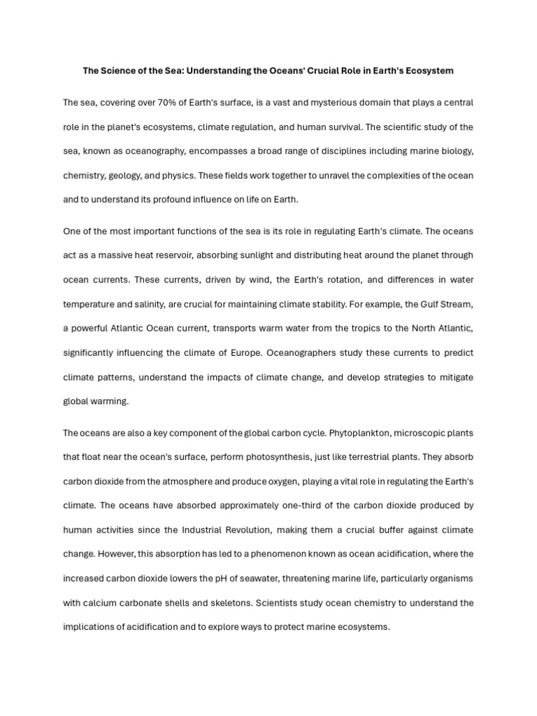 Understanding The Oceans' Crucial Role in Earth's Ecosystem | PDF ...