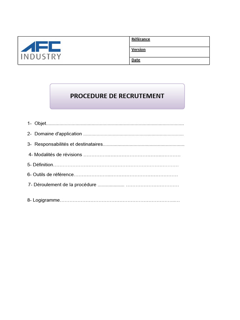 Procédure de Recrutement Interne | PDF | Recrutement | Gestion des ...