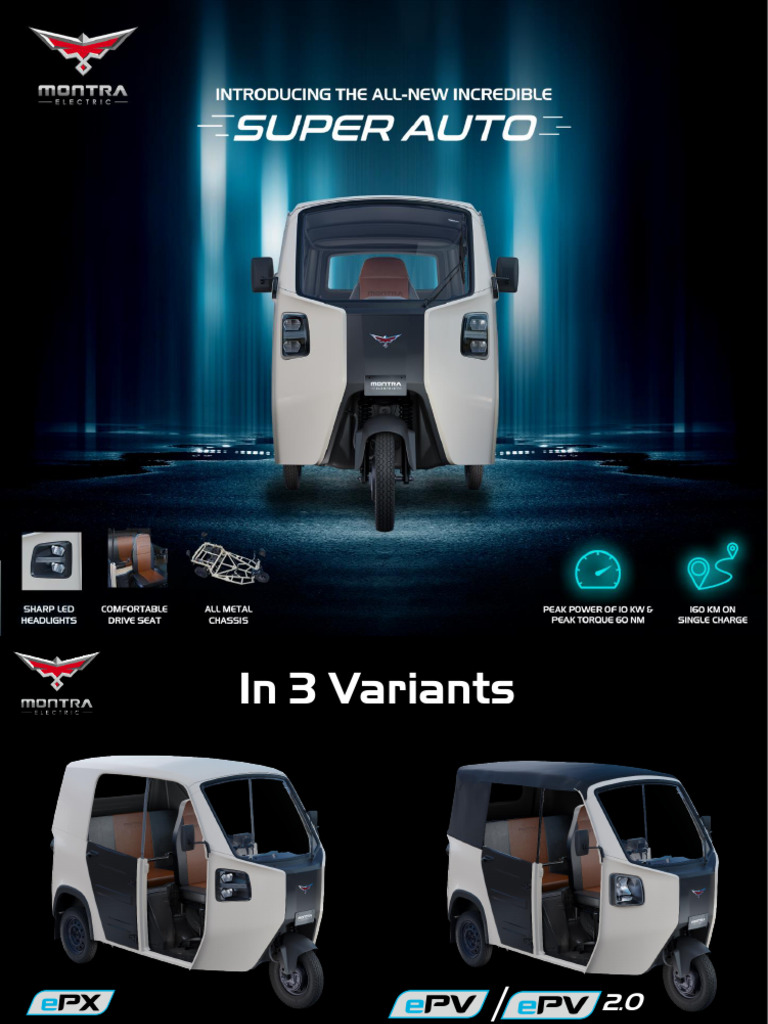 Montra EPV 2.0 Electric Auto Specs | PDF | Brake | Light Emitting Diode