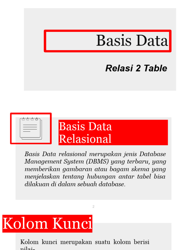 Basis Data - Relasi Tabel | PDF