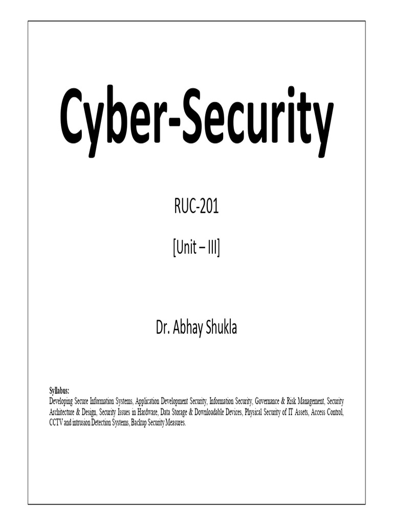 Unit - III Class Notes Cyber Security | PDF | Computer Access Control ...