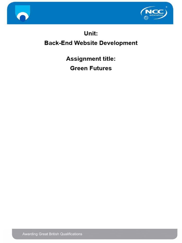 Back End Web Development Sample Assessment Question Paper | PDF ...
