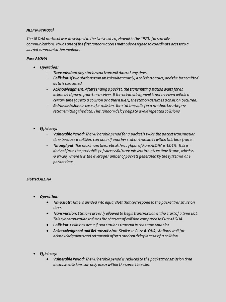 ALOHA Protocol | PDF | Channel Access Method | Cellular Network