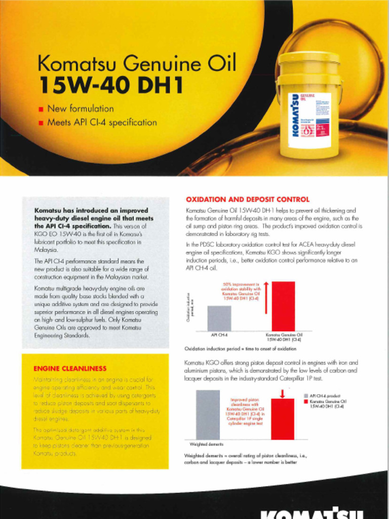 Komatsu Genuine Oil 15W 40 DH1 | PDF