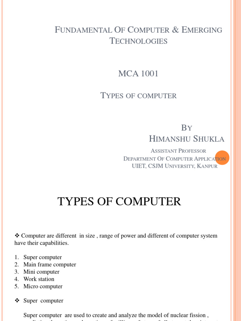 Typesofcomputer | PDF | Personal Computers | Central Processing Unit