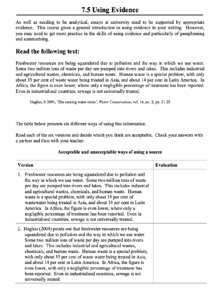 Using evidence | PDF