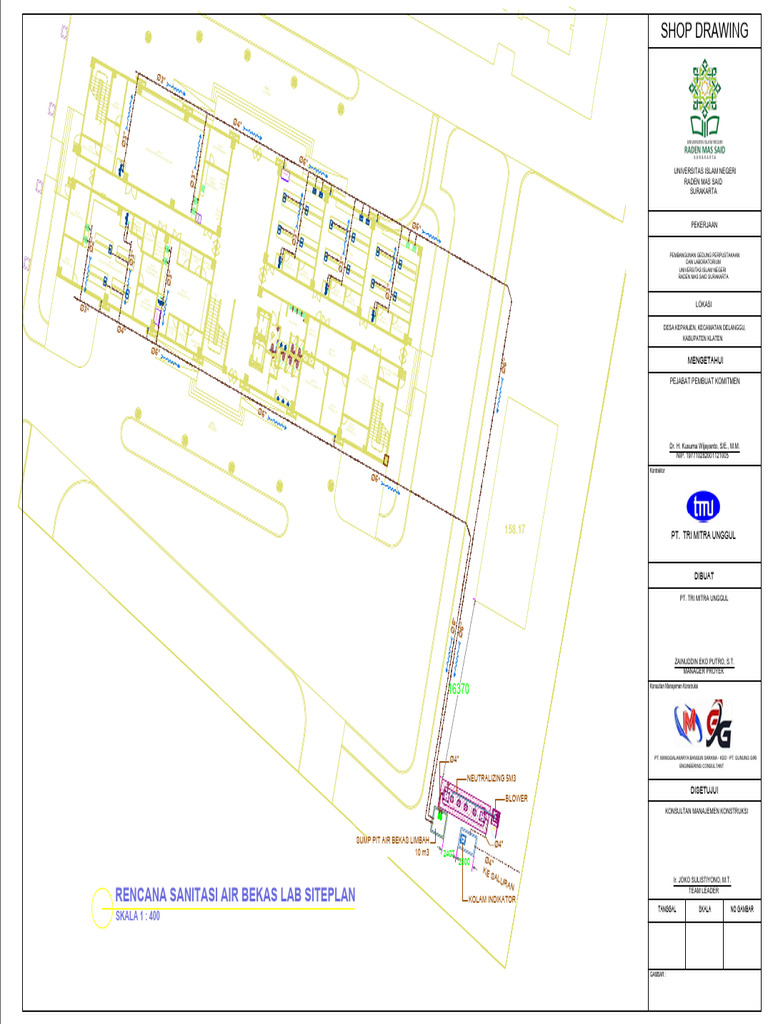 Shop Drawing: Rencana Sanitasi Air Bekas Lab Siteplan | PDF