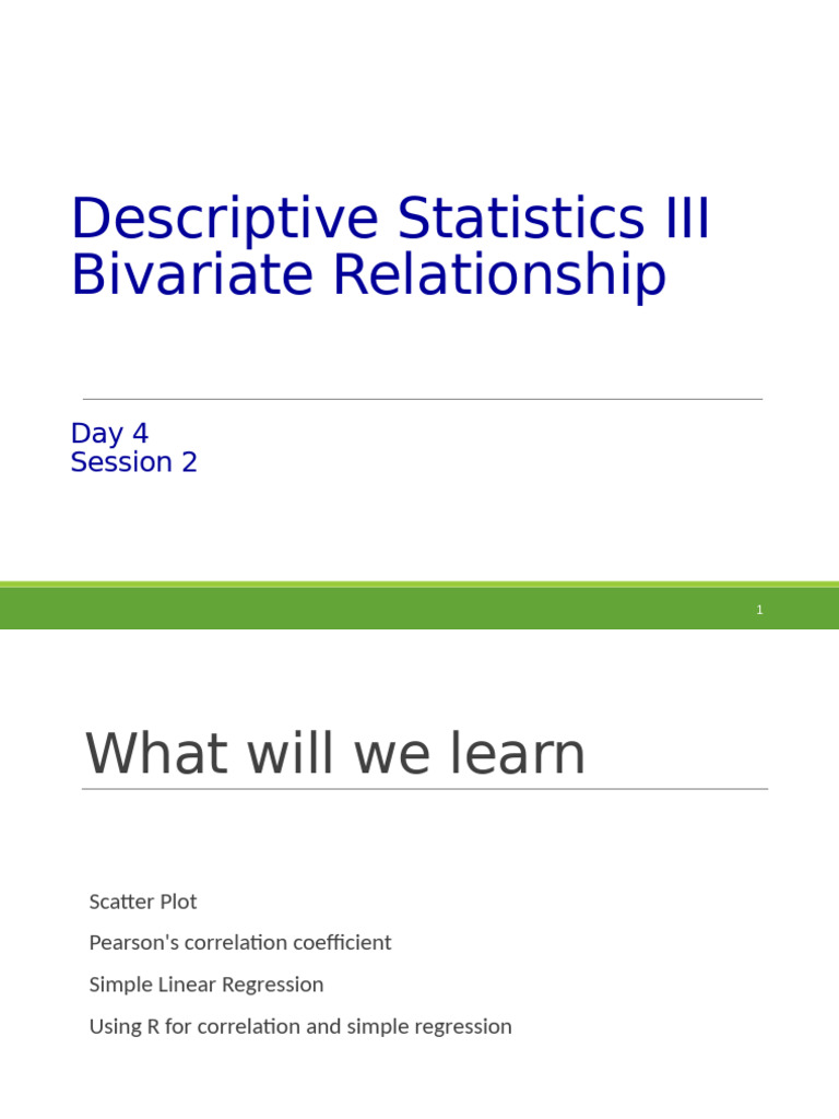 Day 4 Session 2 Descriptive Stats Iii | PDF | Scatter Plot | Linear ...