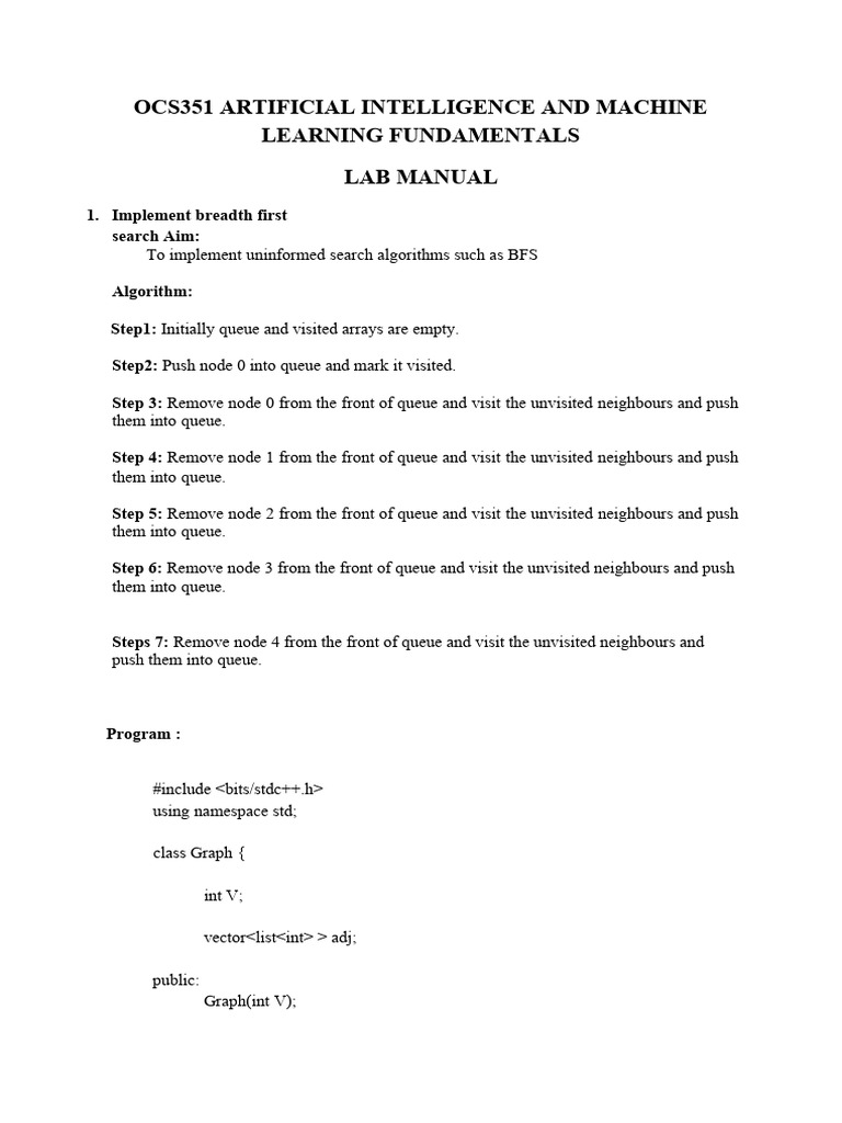 Lab Manual Ocs351 Artificial Intelligence and Machine Learning Fundamentals | PDF | Computer ...
