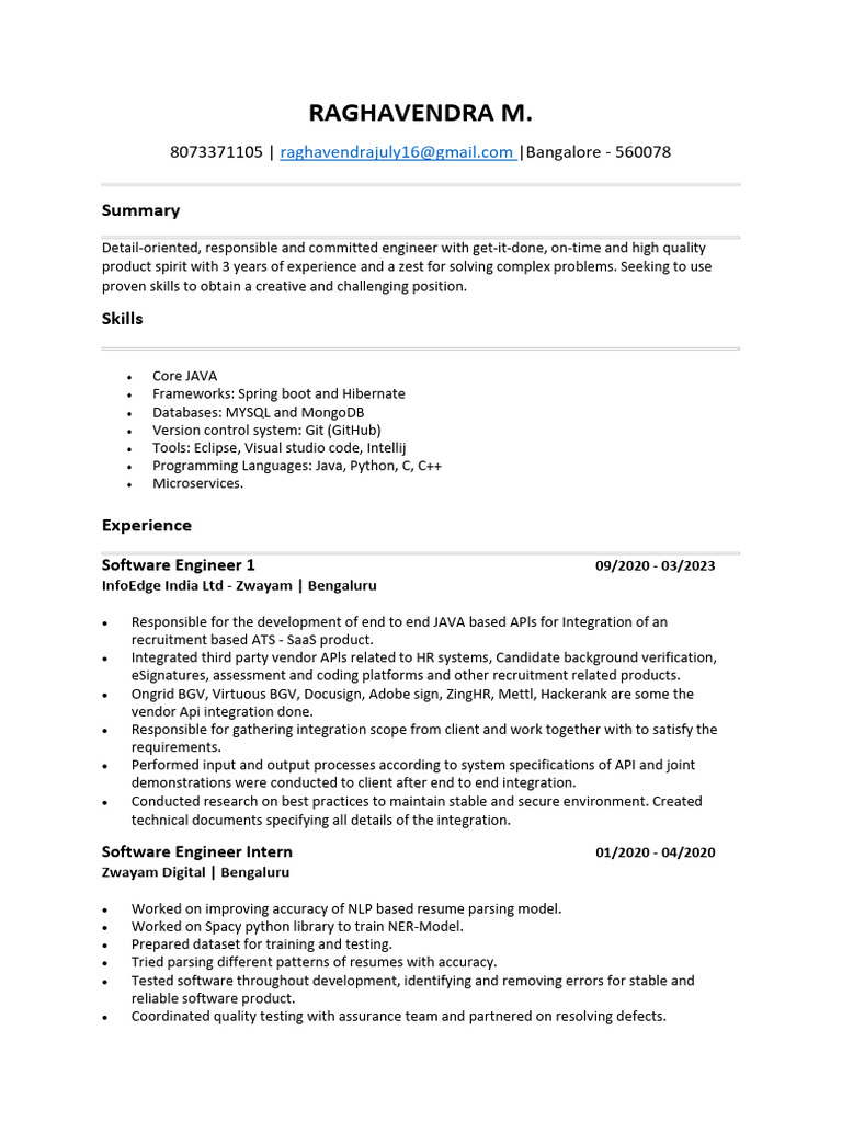 ResumeRAGHAVENDRAM | PDF | Software | Java (Programming Language)