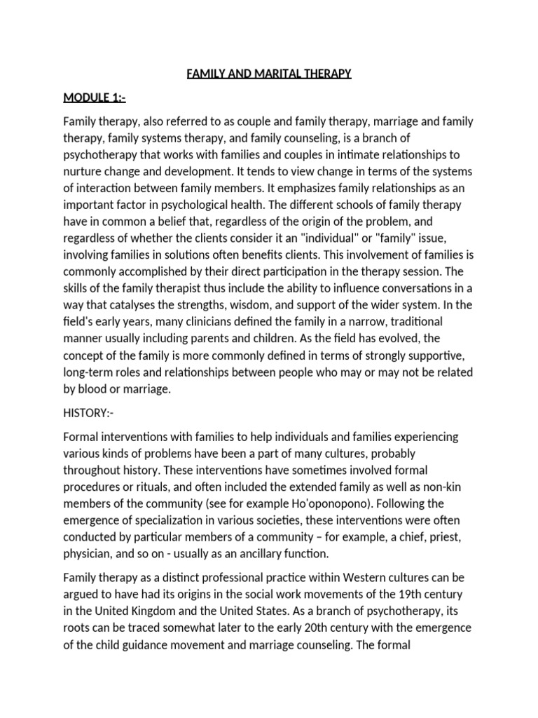 FAMILY THERAPY-notes | PDF | Family Therapy | Psychotherapy